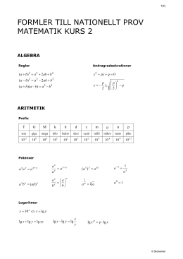 formler till nationellt prov i matematik kurs a